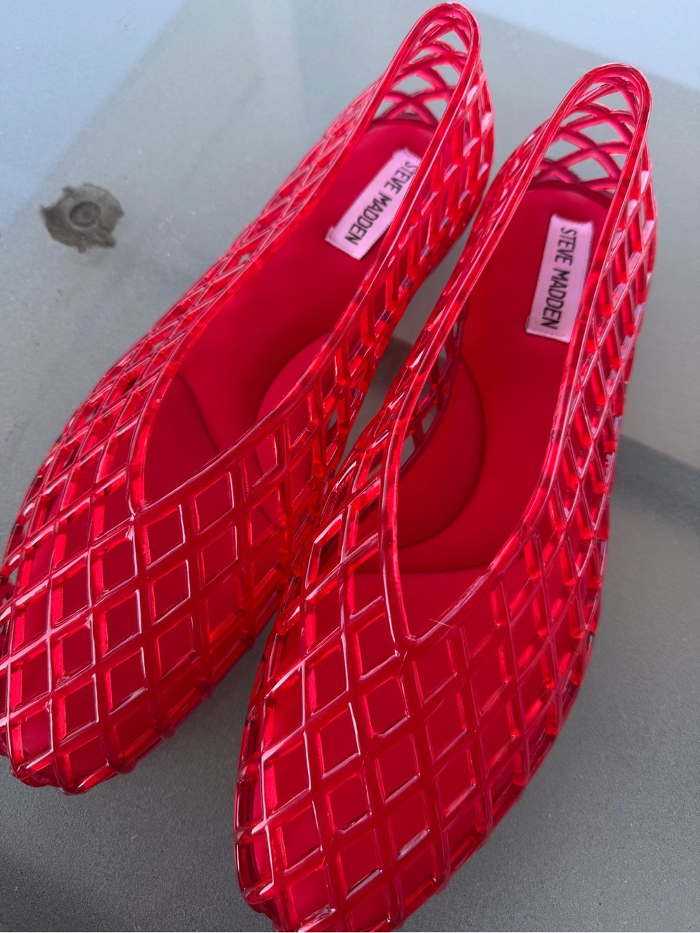 Steve Madden | Shoes | Steve Madden Red Lattice Jelly Flats | Poshmark